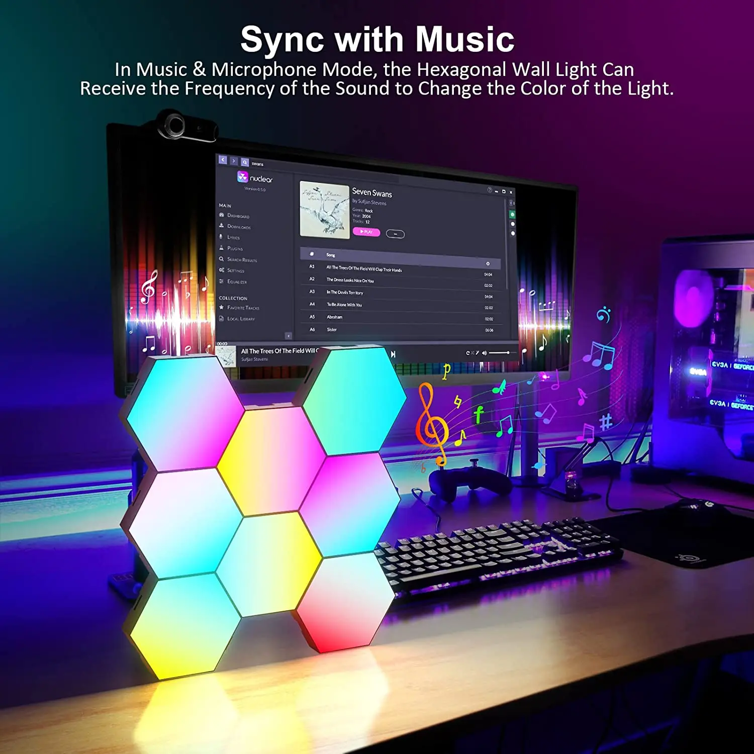 Smart LED Panel - RGB Hexagonal Gaming Light with APP Sync