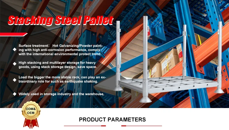 Moveable Modular Stacking Nestable Steel Pallet Portable Stack Rack ...