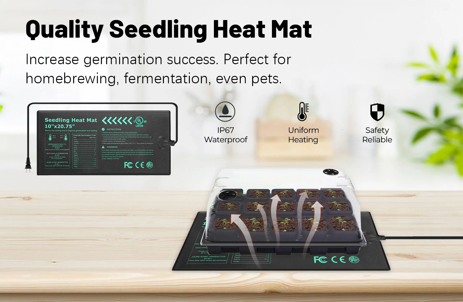 10*20 Garden Seed Germination Propagation Flower Starter Tray Heated Us ...