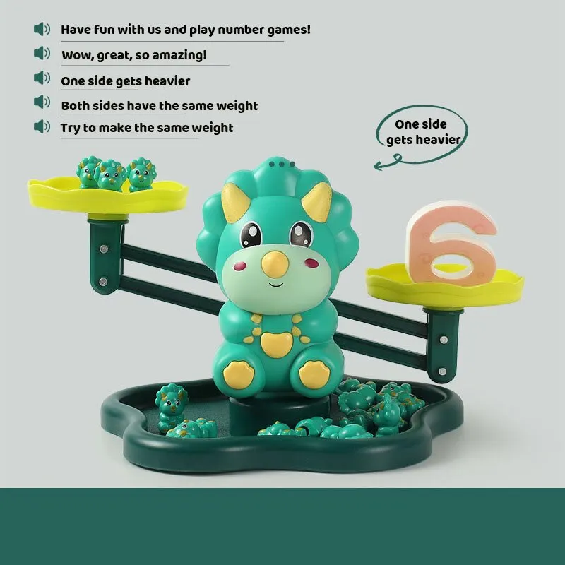 Dinosaur Voice Counting Balance Montessori Math Weights Scale Toy ...