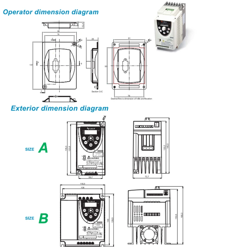 Savch Ac Motor Drive S800 0.2-1.5kw For Conveying Frequency Inverter ...