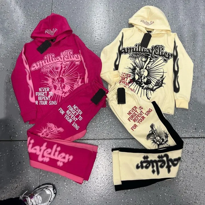 Custom Sweatsuits 100% Cotton Cropped Hoodie Men Joggers Suit Crop Top ...
