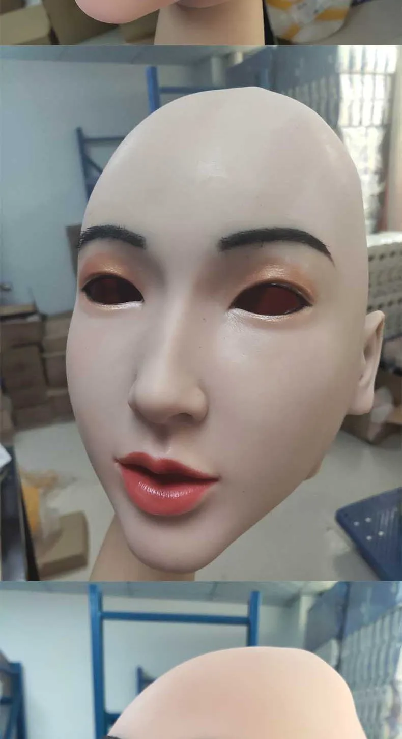 Female Artificial Crossdress Full Head Mask Cosplay Realistic Silicone