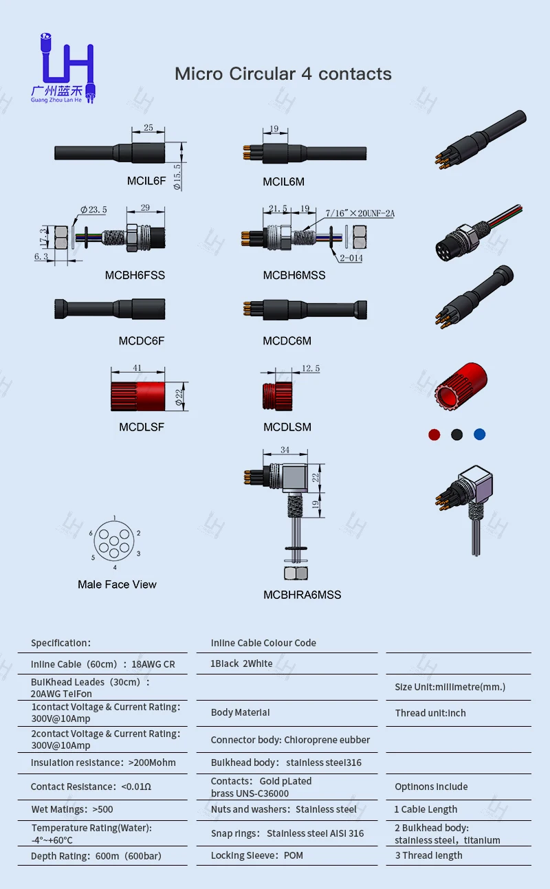 SMCBH6F Electric Subsea ROV Pluggable Cable Connector Waterproof ...
