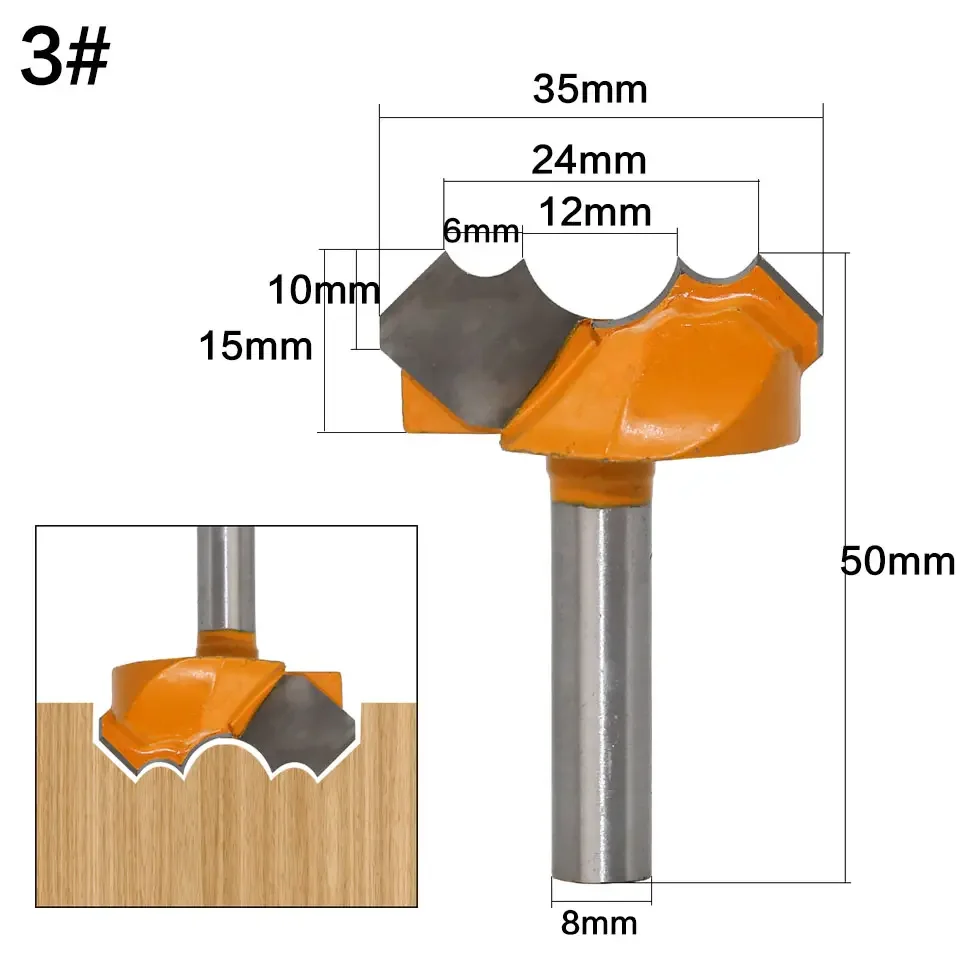 1pc 8mm Shank Classical Double Arc Dragon Ball Wood Router Bit C3 ...