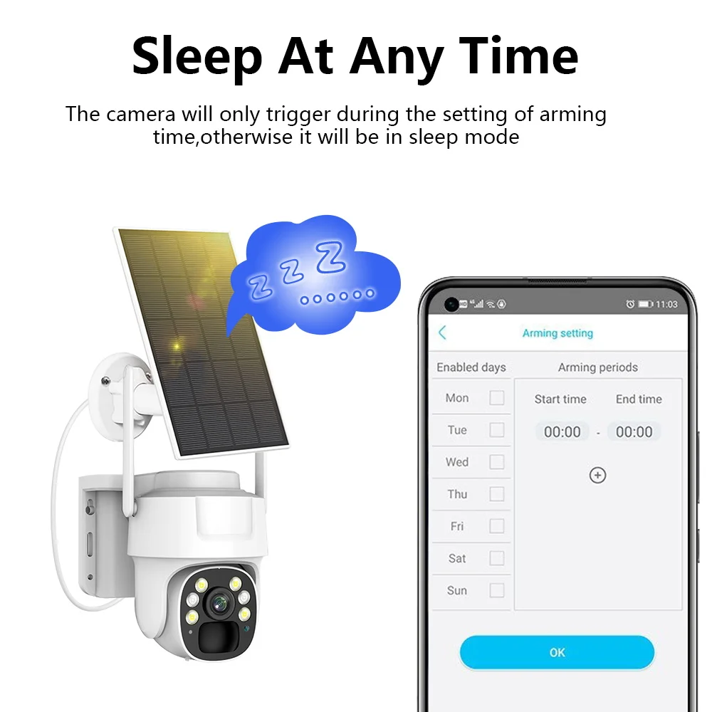 Solar Powered 4G IP PTZ Camera with Night Vision & Sound