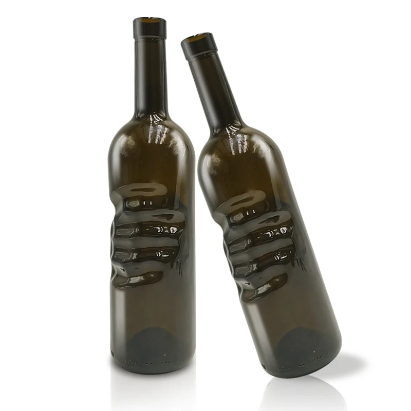 Hot Sell Angle Hand 750ml Glass Wine Bottle Special-shaped Glass Fruit ...
