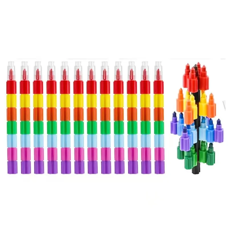 Building Block Colouring Stackable Crayons for Kids Office School ...