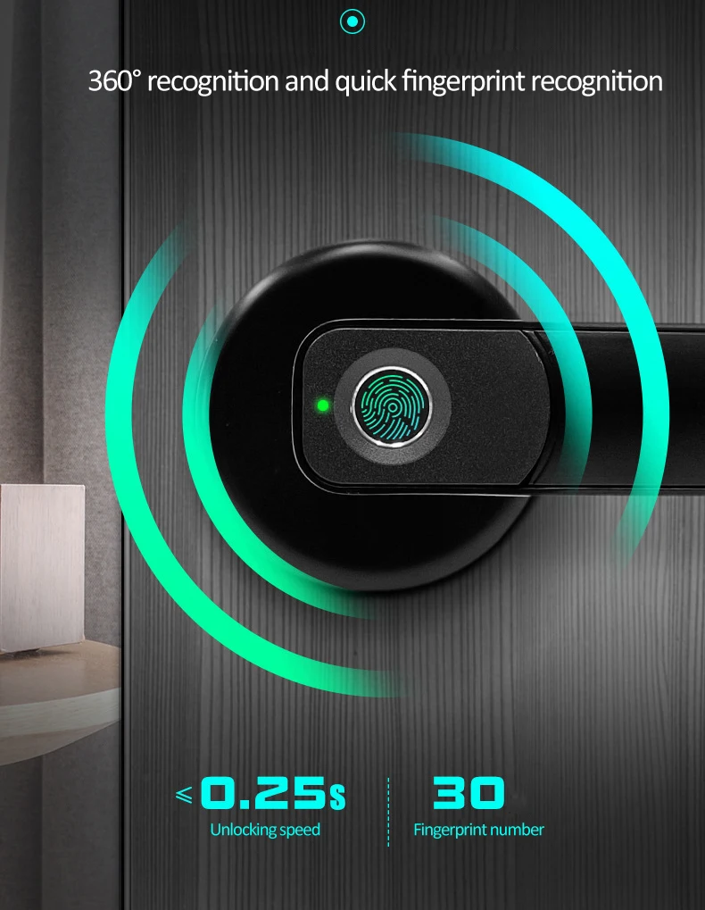 Indoor Weatherproof Fingerprint Smart Door Lock Entry Bedroom Door ...