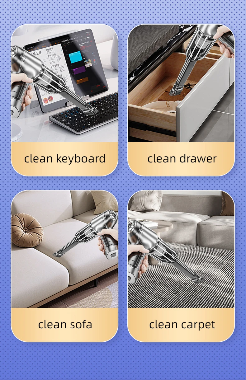 Car Vacuum Cleaner 12000Pa Wireless Strong Suction High Power Vacuum Cleaner Handheld Brushless ...