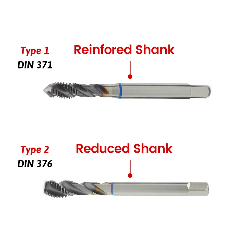 INOX Machine Taps DIN371/DIN376 Form C Spiral Flute TICN Coated with Blue Ring| Alibaba.com