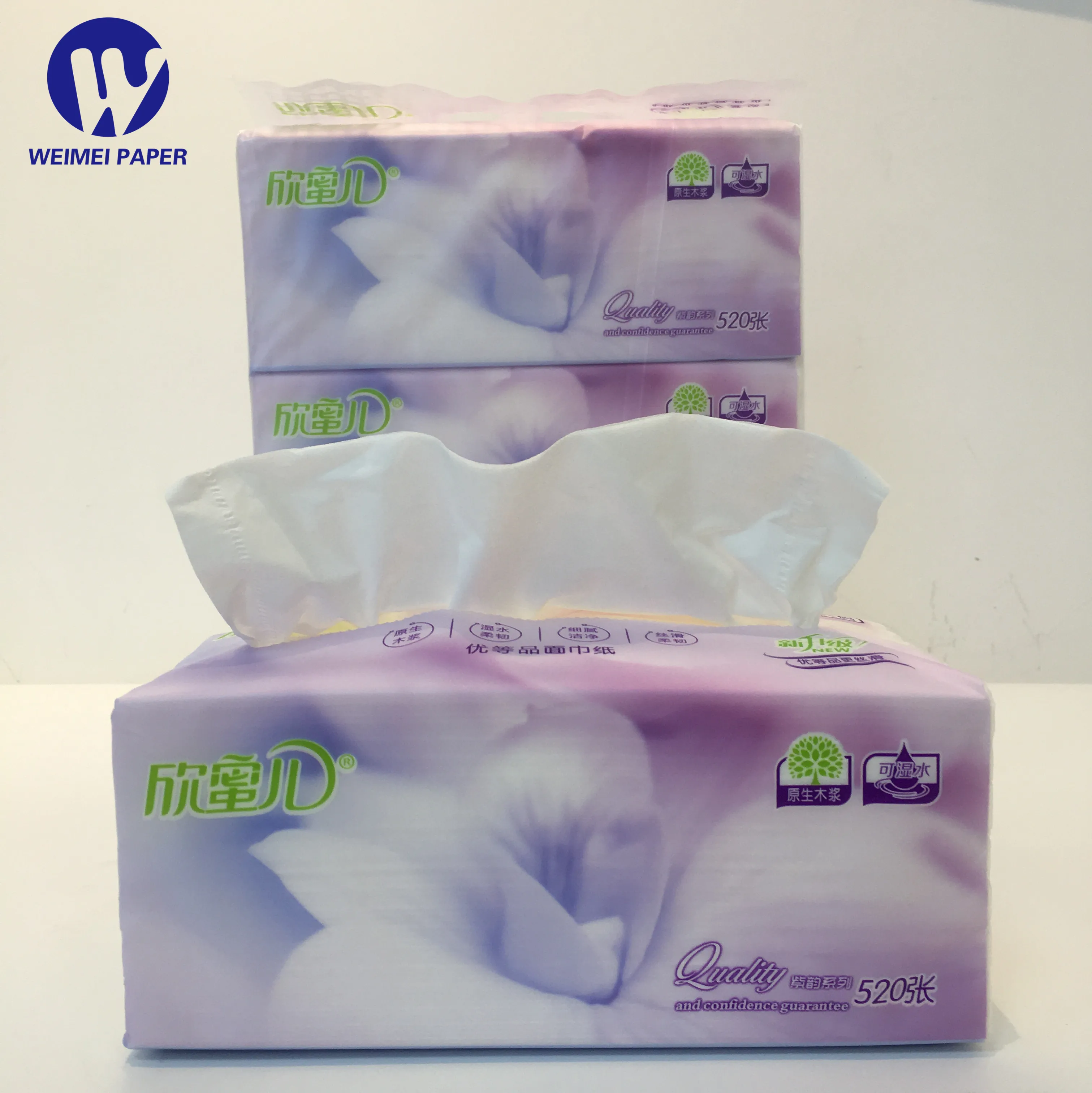 Soft, 3-Ply Facial Tissue Paper with OEM Logo - 200mm X 180mm
