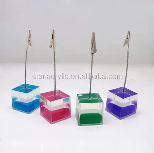 Cube Base Memo Clips Holder with Alligator Clip Wedding Place Card ...