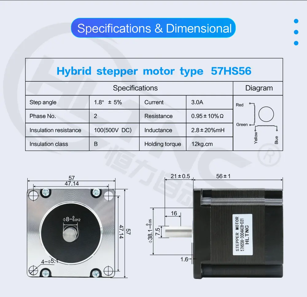 HLTNC Nema 23 Stepper Motor 1.2nm - 4pcs Kit for CNC