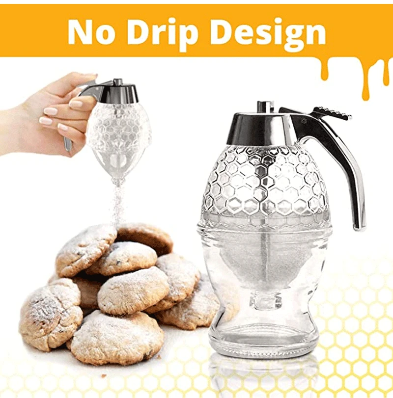 200ml Drip Honey And Syrup Dispenser Portable Juice Bee Storage Pot Jar ...
