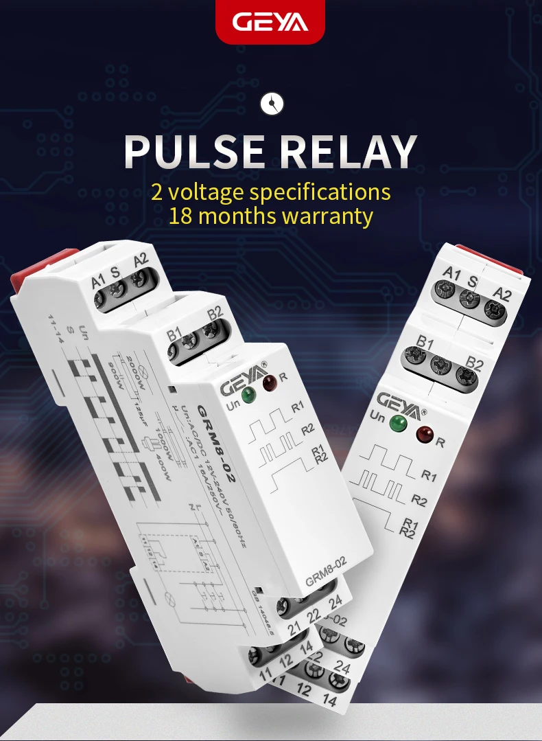 Geya Grm8-02 Din Rail Mounted Modular 2 Coil Latching Relay 240v ...