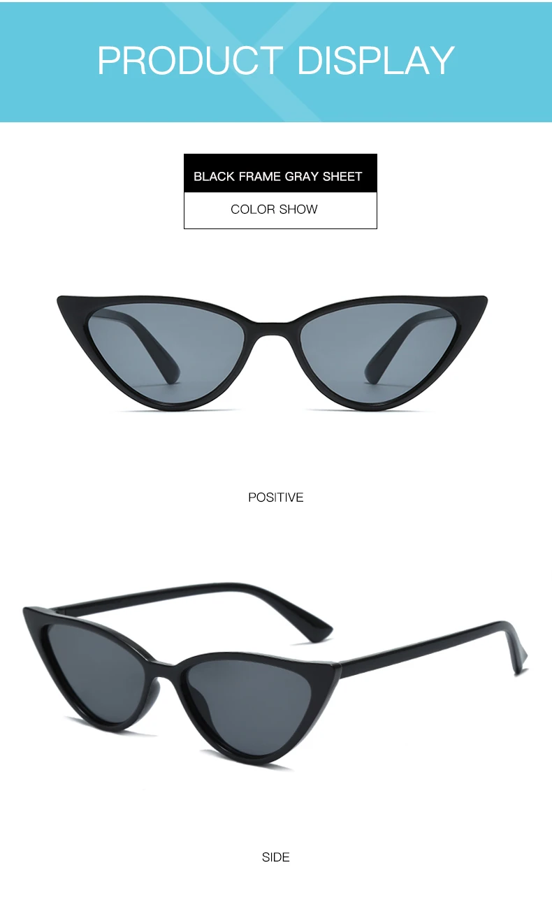 Women Sexy Cat Eye Retro Sunglasses Small Triangle Sunglasses Female ...