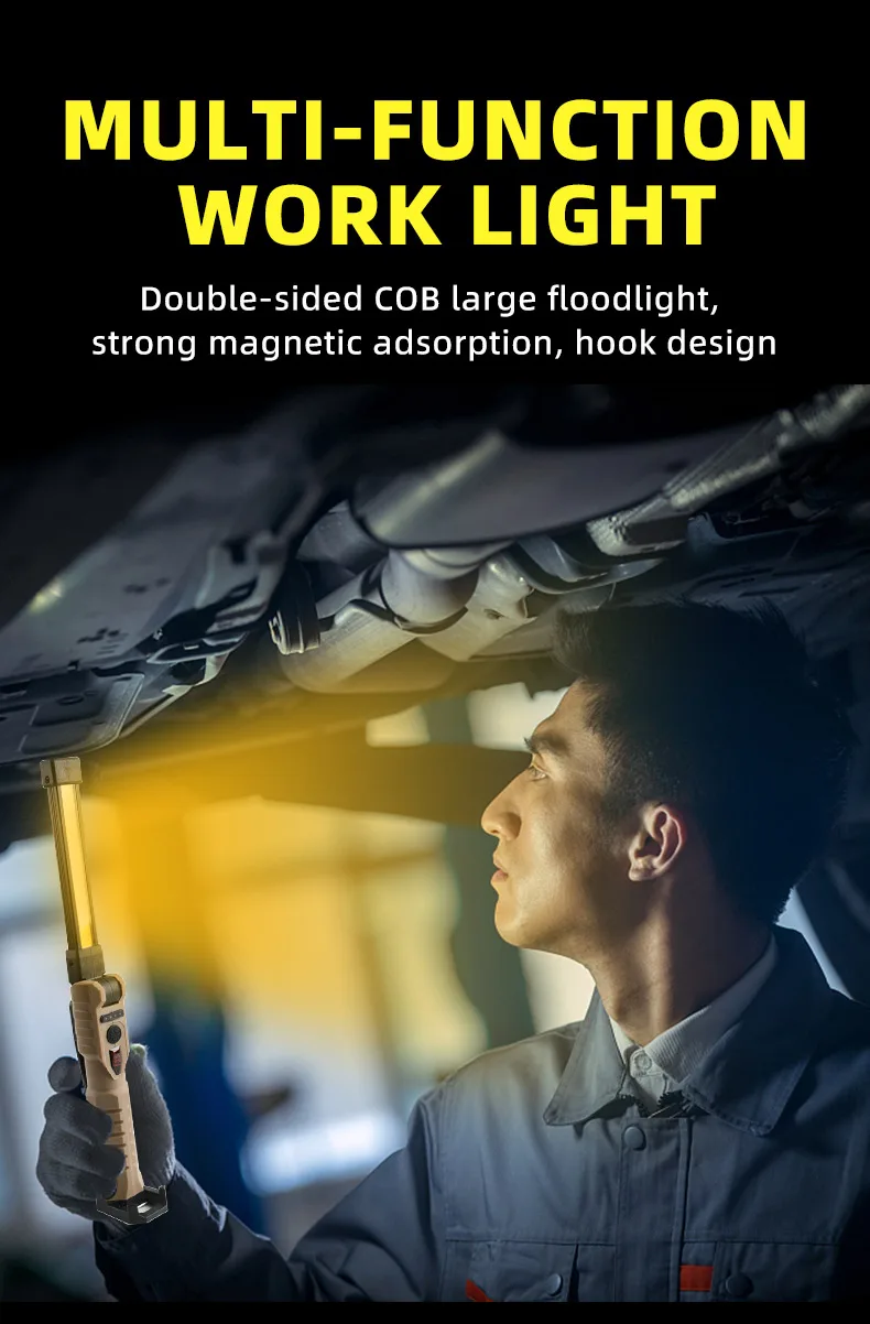 Portable Cob Led Flashlight Usb Rechargeable Work Light Magnetic ...