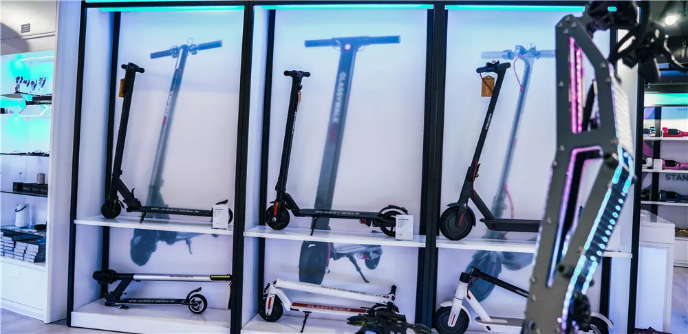 Custom Electric Scooter Display Stands - Modern & Stylish