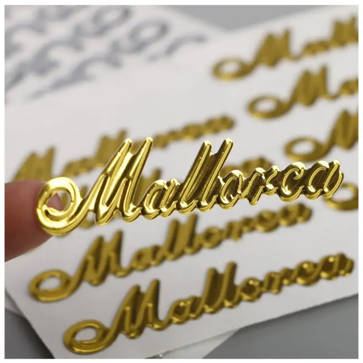 Custom Logo Waterproof Luxury 3d Gold Foil Metal Stickers Embossed ...