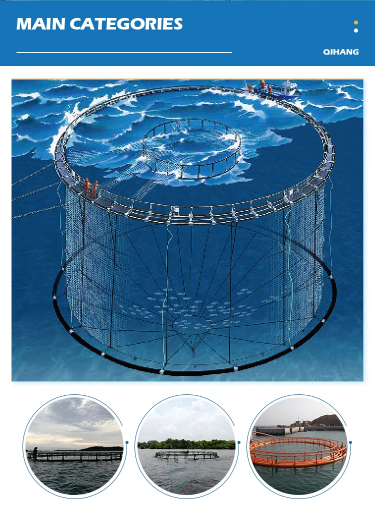 Circle Floating Aquaculture Fish Farming Cages Made Of Pe Knotless Net ...