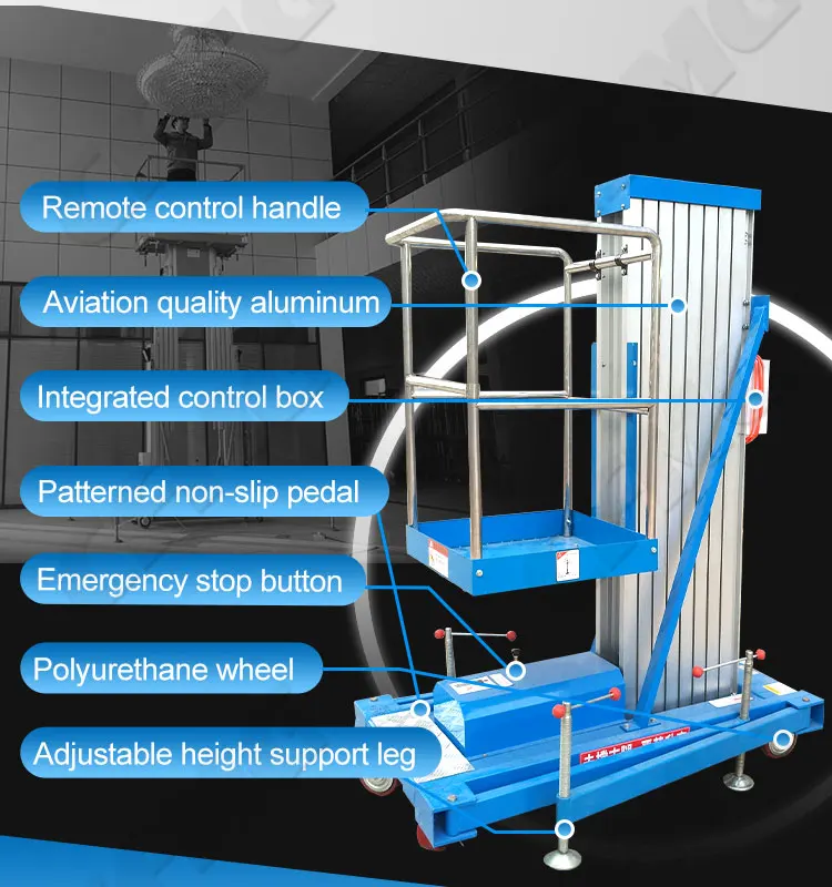 10m 200kg Double Mast Aluminum Lift Hydraulic Lift Table Electric ...