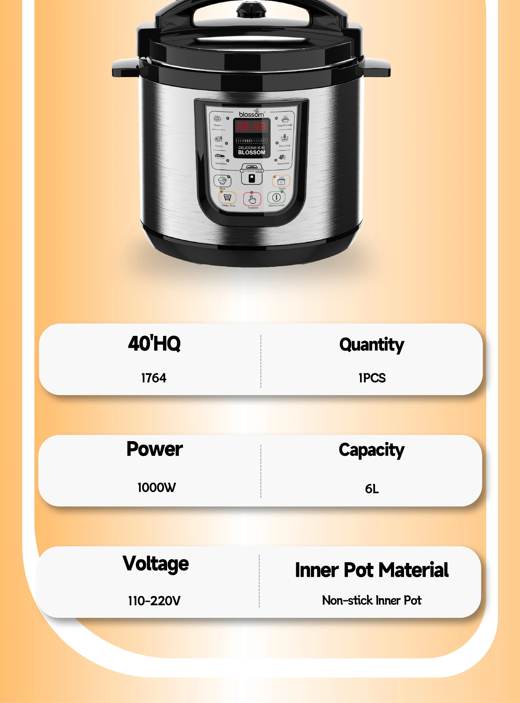 6L Electric Pressure Cooker - Versatile for Home & Restaurant