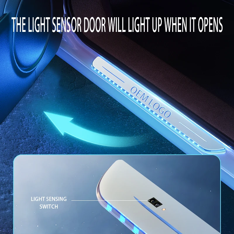 Led Door Sill Customised Customized Logo 4Pcs 7 Colors Door Sill with ...