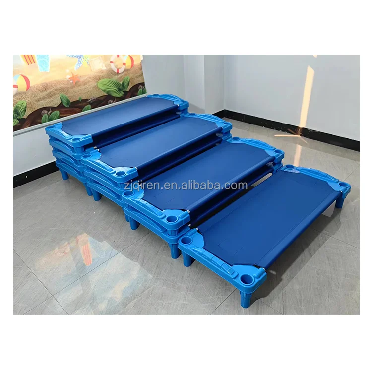 Kindergarten Daycare Nap Stackable Children's Beds Blue Canvas Bed for ...