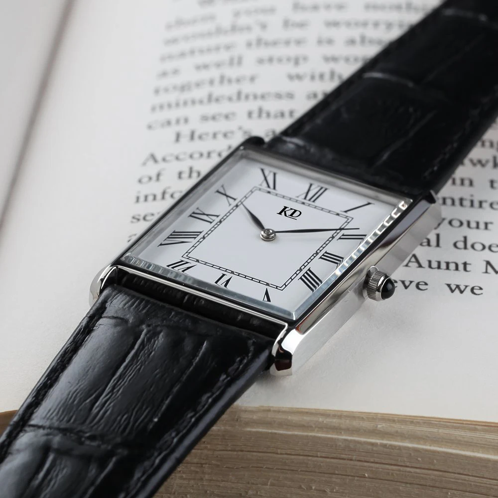 Luxury Analog Watch with Genuine Leather Strap & Roman Numerals