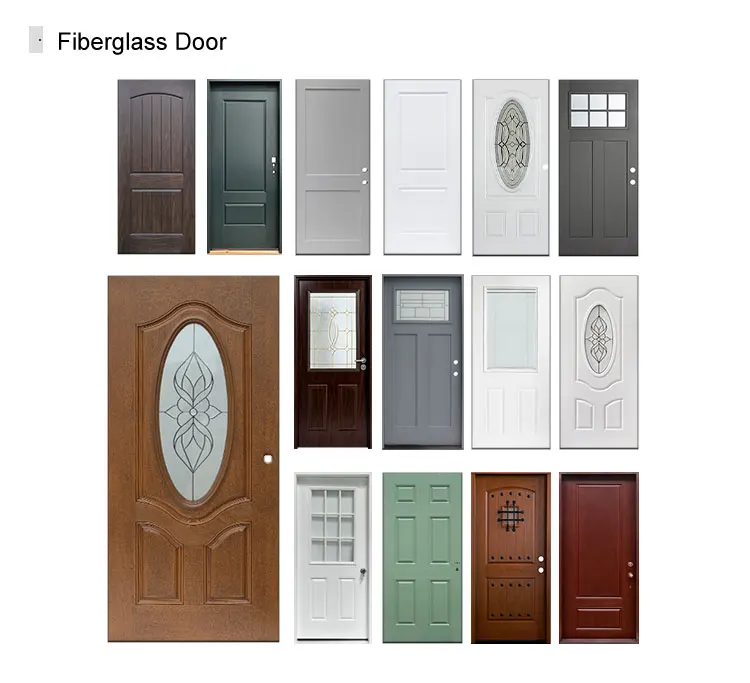 Modern Design 6-Panel Fiberglass Security Door Mahogany Textured Front ...