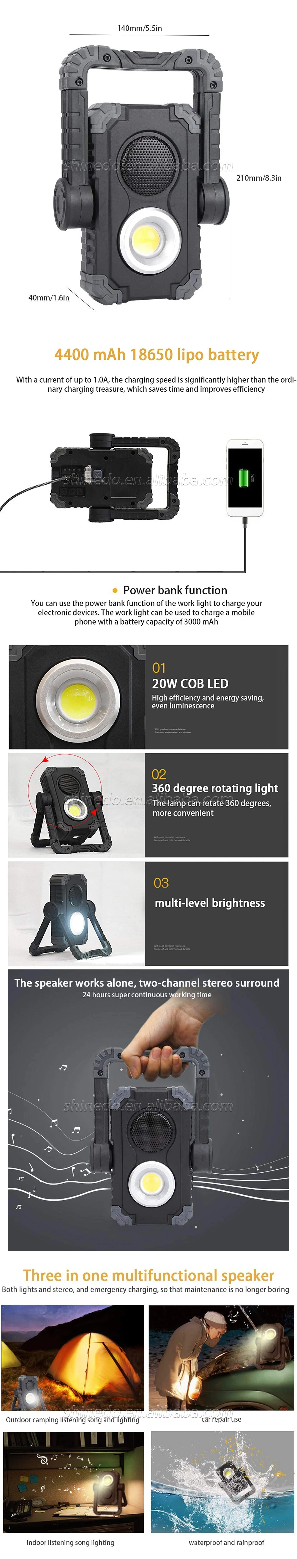 20w Led Work Light 800lm Led Cob Super Bright Ip44 Waterproof ...