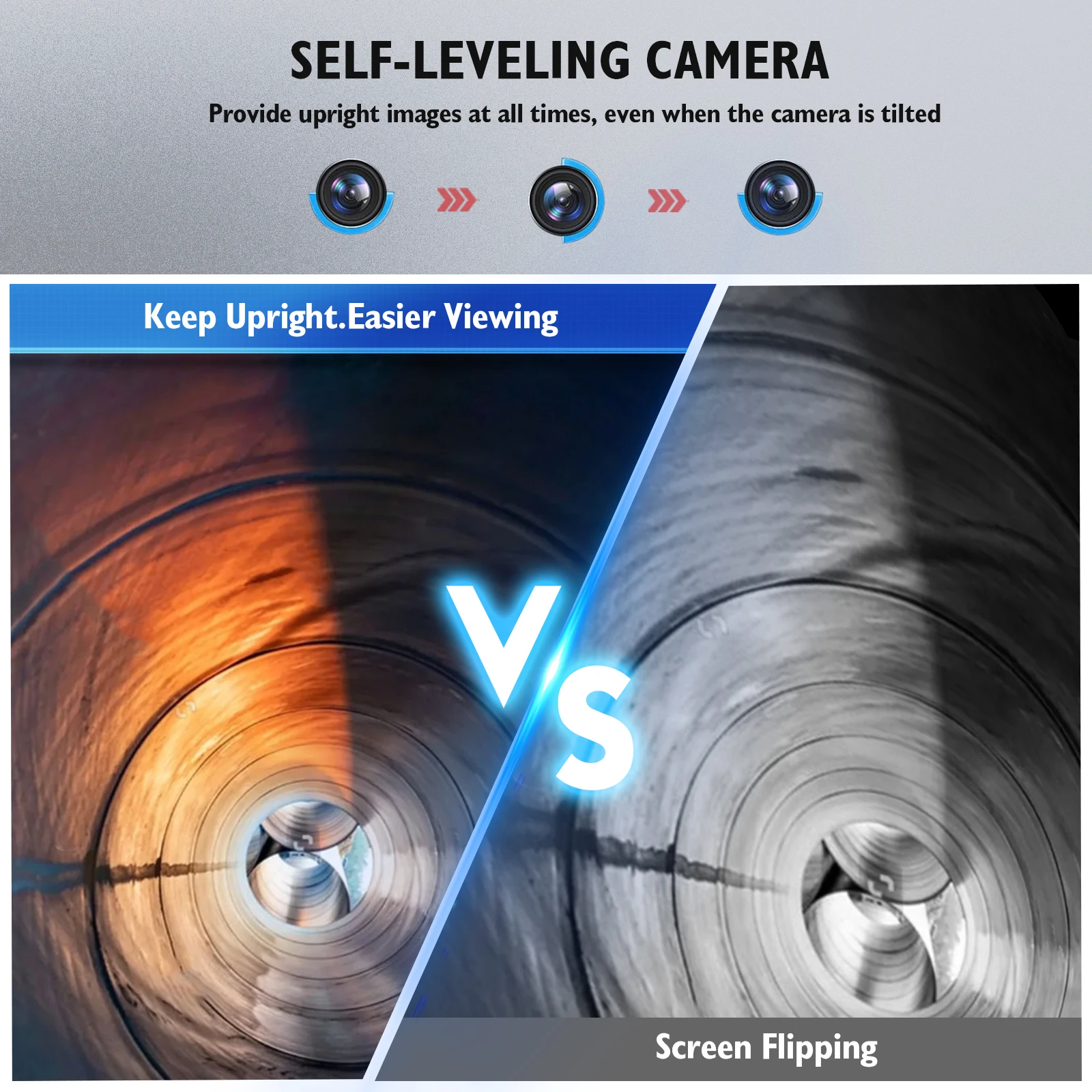 9mm Cable Sewer Pipe Inspection Camera - 10 Inch IPS 1080P Screen