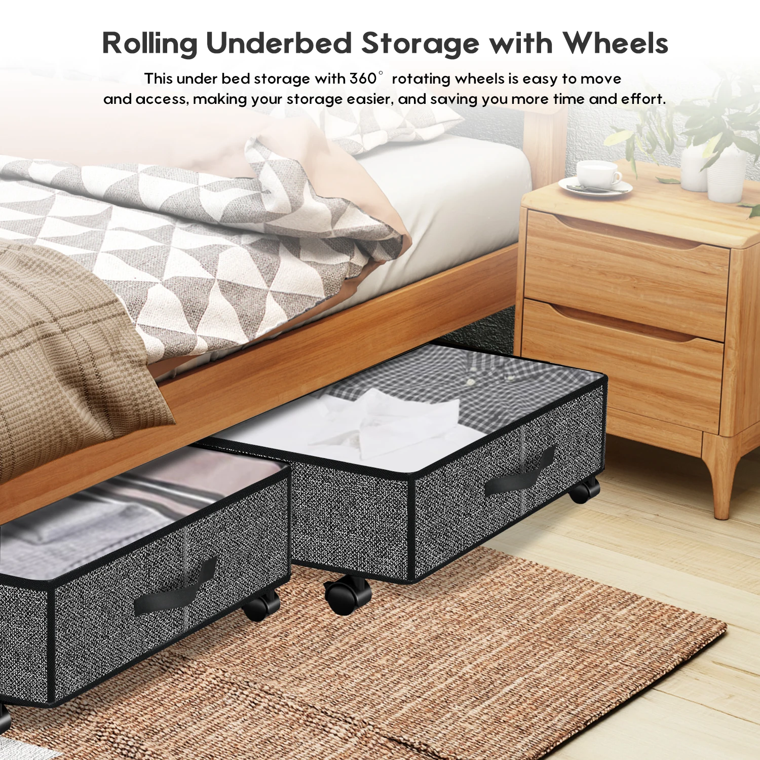 Underbed Storage Boxes with Wheels - Save Space & Organize