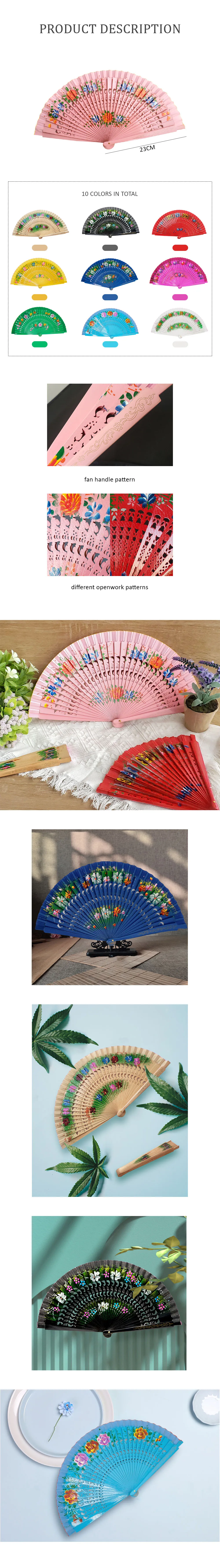 Wood Spanish Fan For Dancing Printing Hand Folding Fan Home Decoration ...
