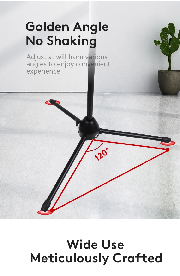 Heavy Duty Tripod Base Adjustable Height Microphone Stand With Folding ...