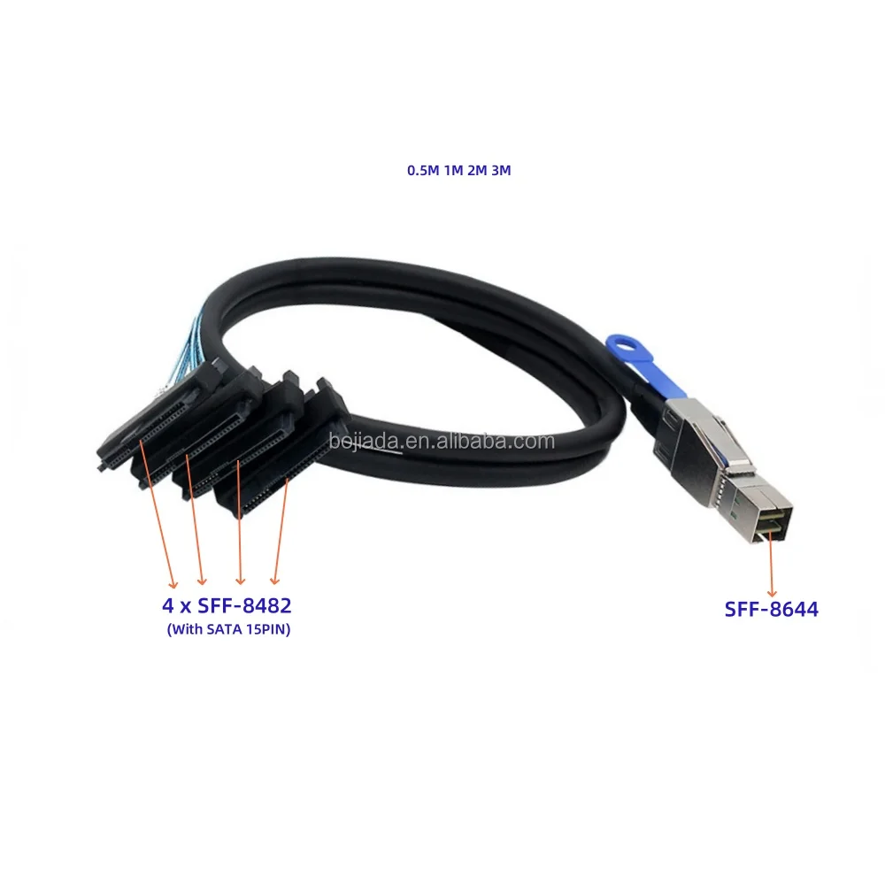 Mini SAS HD SFF-8644 to 4 X SFF-8482 Data Extension Cable