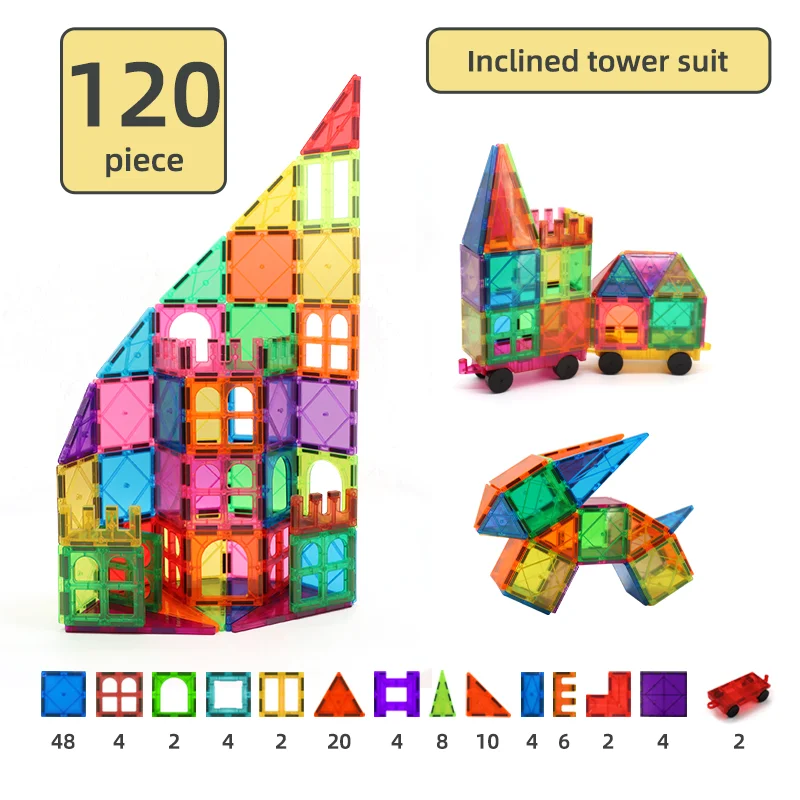 New Design Magnet Toys Strongest Tiles For Children 120 Pcs 3d Magnetic Building Blocks Set ...