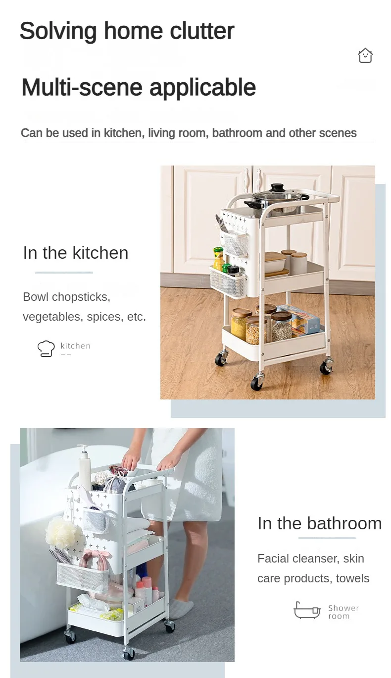 Creative Cavity Board Storage Rack Trolley Kitchen Bathroom Steel Multi ...