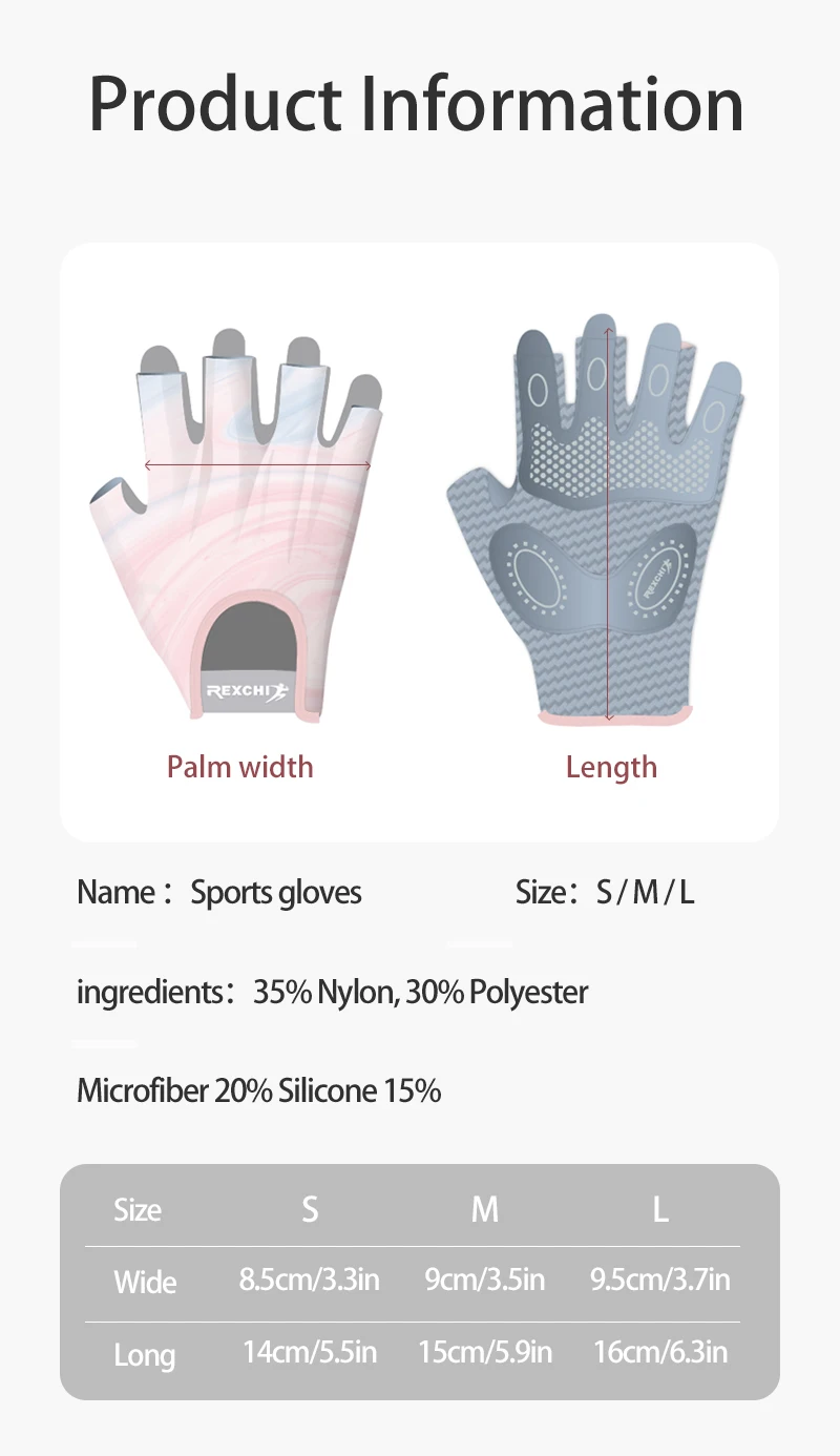 REXCHI Gym Gloves - Customized Logo Fitness Weight Lifting