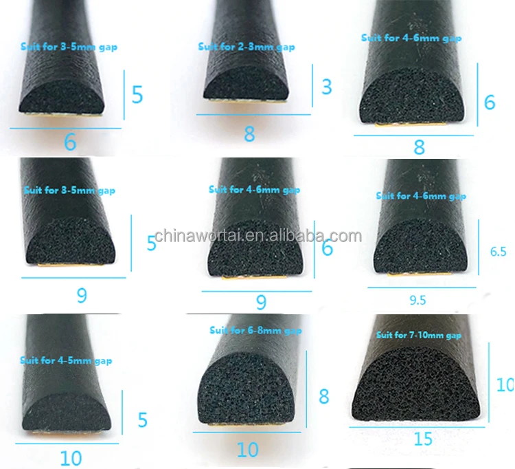 EPDM Silicone Sponge Soft Foam Half Round Rubber Seal Strip for Cabinet ...