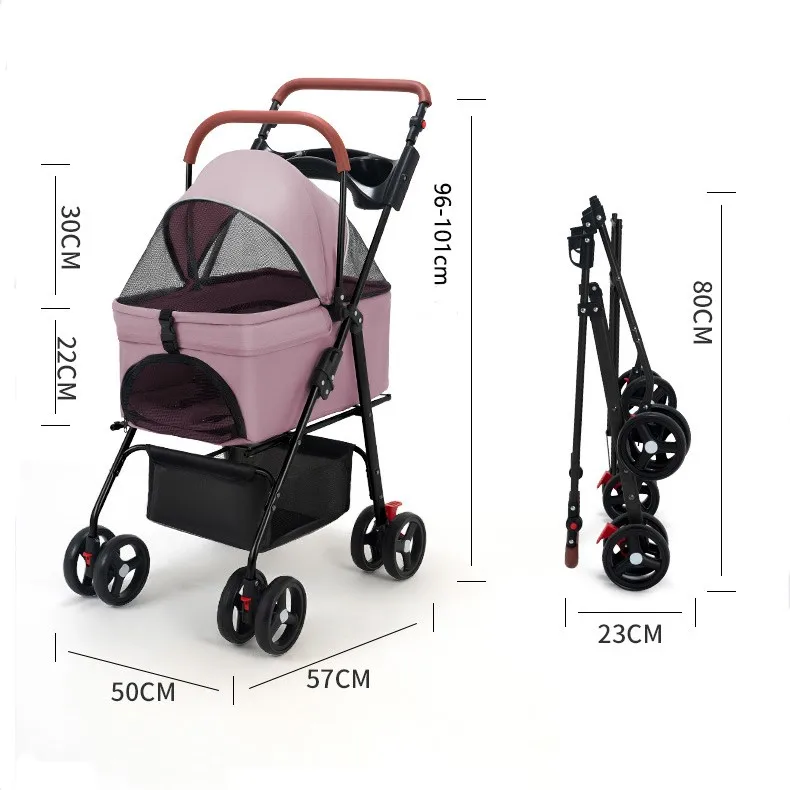 2024 New Upgrade Dog Cat Trolley Pet Carrier Stroller Lightweight ...