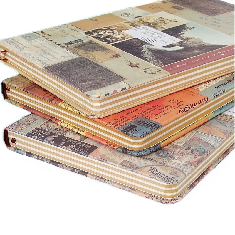 A5 European Style Retro Diary Kraft Paper Color Page Notebook Nostalgic ...