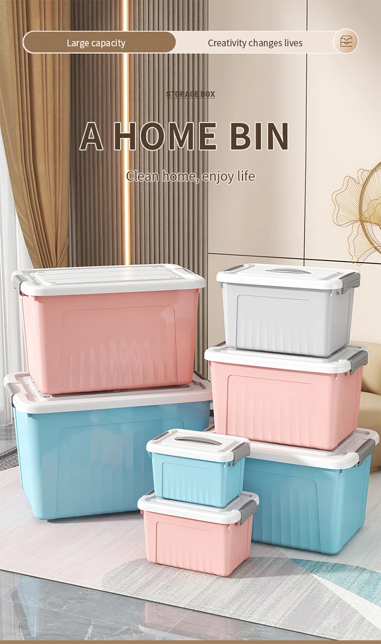 Wholesale Stackable Color Plastic Bins Plastic Storage Box with Lid ...