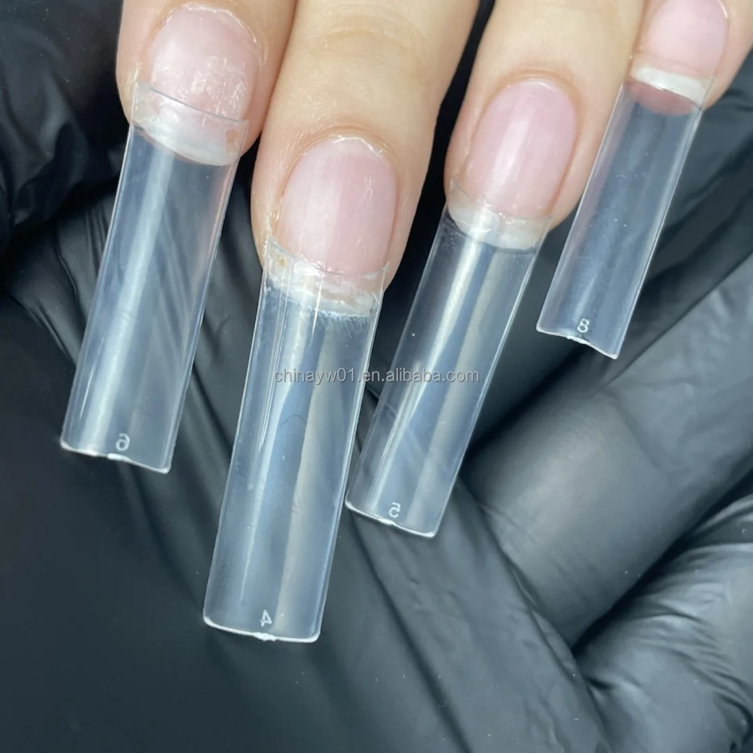 Abs 500pcs Straight No C Curve Nail Tips Flat Clear Natural Regular ...