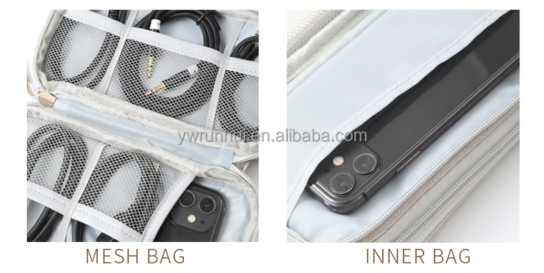 Durable Double-Layer Digital Organizer Zipper for Travel