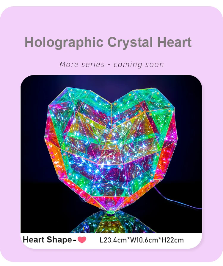 San Valentin 2024 Led Light up Bear HEART Crystal Glowing LED Heart ...