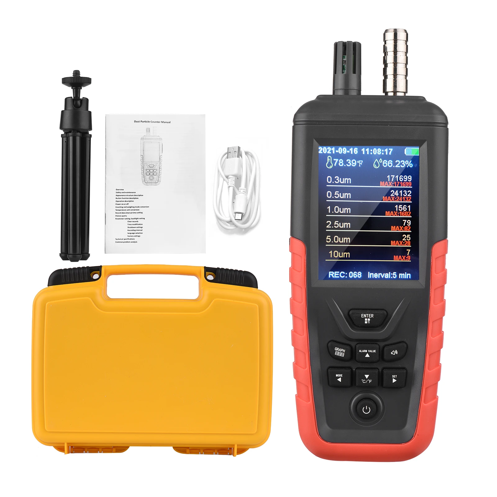 Dust Particle Air Quality Tester Analyzer Data Logging Detector Dust ...