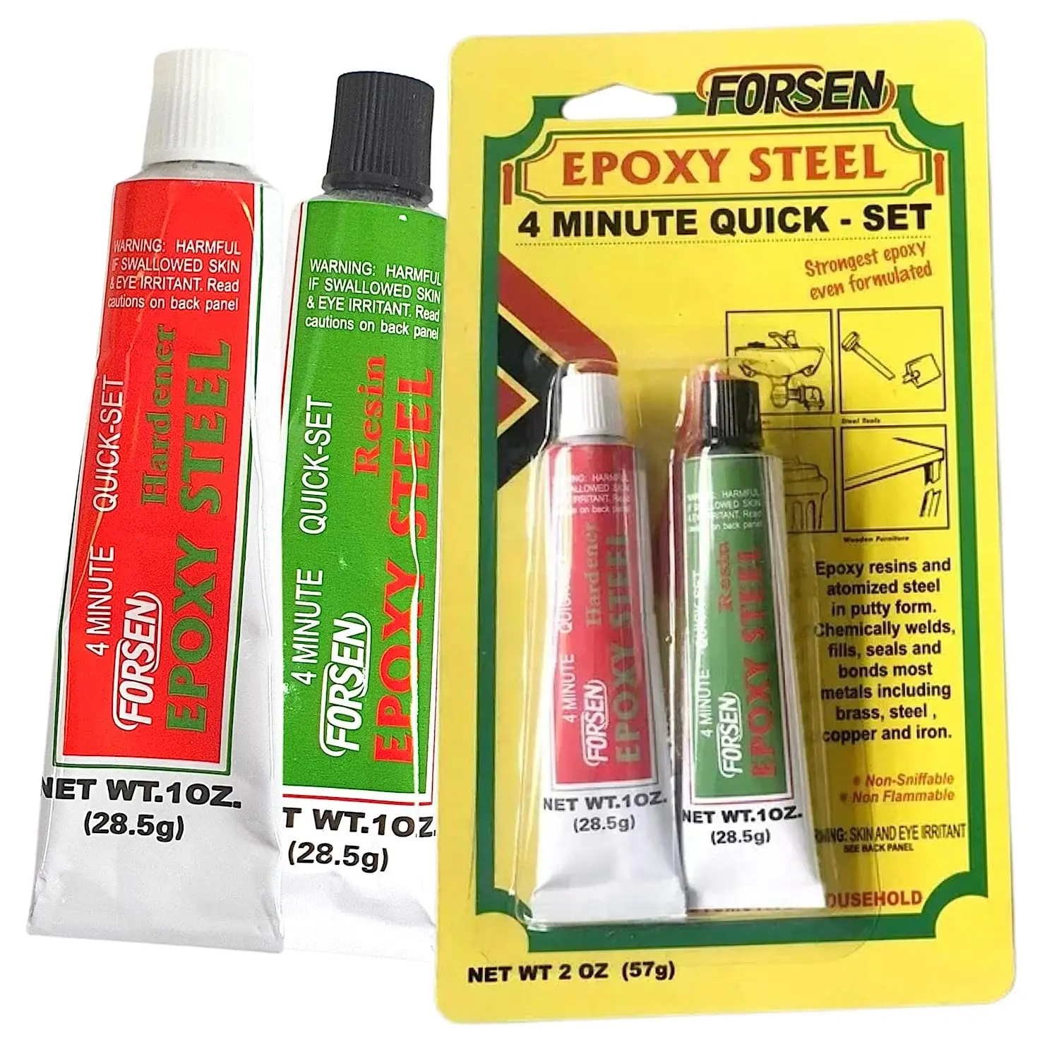 Fast Cure Steel Epoxy Adhesive 57g Metal Repair 3 Ton Versachem Blister ...