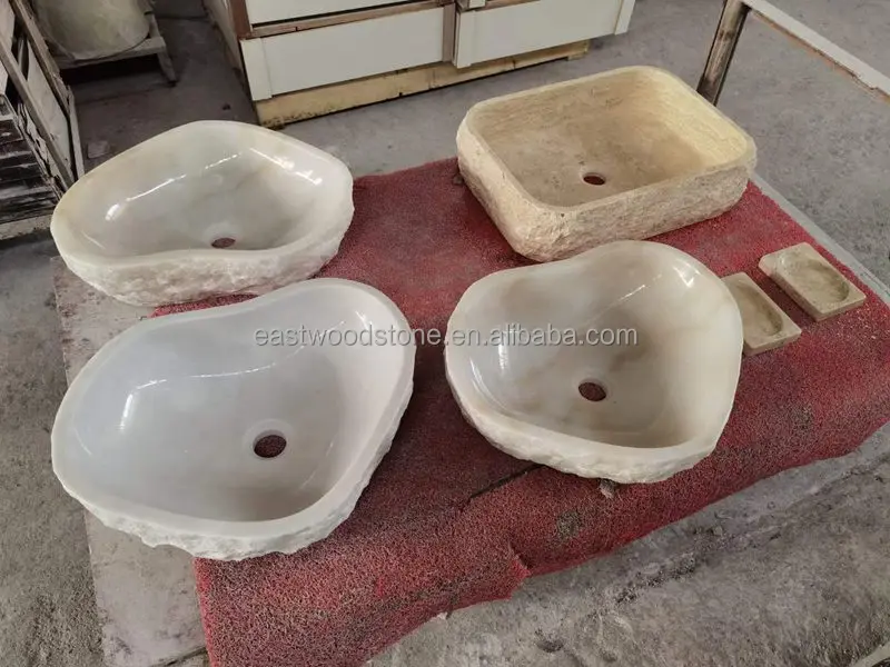 Round Natural Stone Wash Basin Rojo Alicante Marble Vessel Sink For ...